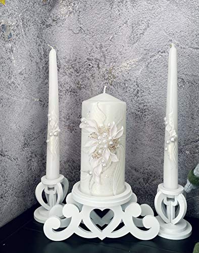 Magik Life Unity Candle Set for Wedding - Wedding Accessories for Reception and Ceremony - Candle Sets - 6 Inch Pillar and 2 10 Inch Tapers - Decorative Pillars White