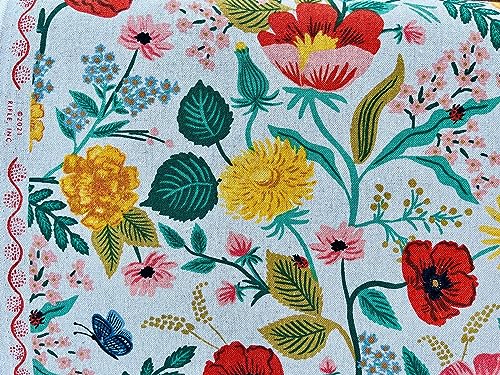 Camont - Poppy Fields - Natural Unbleached Canvas Fabric - Rifle Paper Co - Cotton+ Steel - RP702-NA4UC 1/2 Yard 44