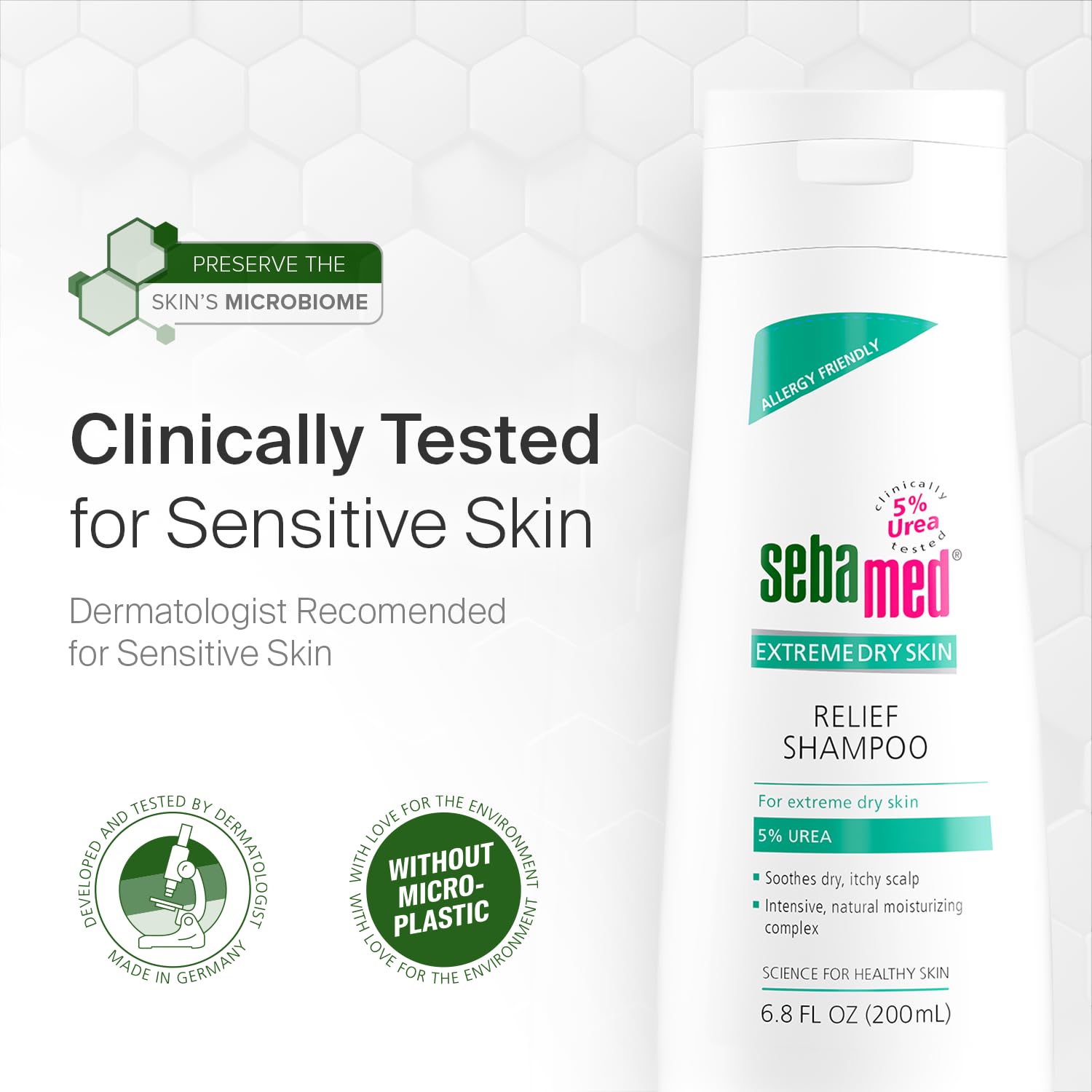 SEBAMED Extreme Dry Skin Relief Treatment Shampoo with 5% Urea for Dry Itchy Scalp (200mL)