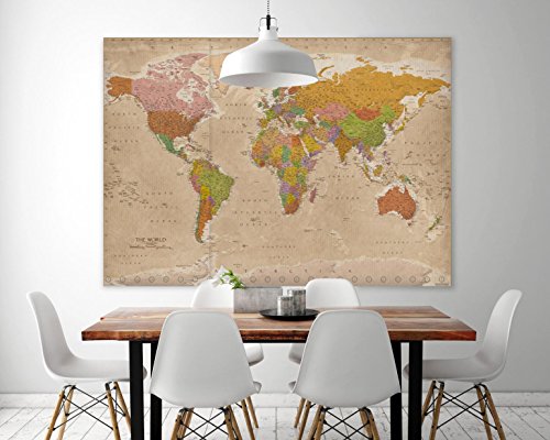 Close Up World map XXL Poster Vintage 2018- MAPS in MinutesĀ® (55"x39")