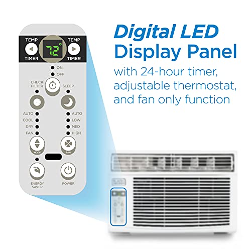 BLACK+DECKER BD10WT6 Window Air Conditioner with Remote Control, 10000 BTU, Cools Up to 450 Square Feet, White
