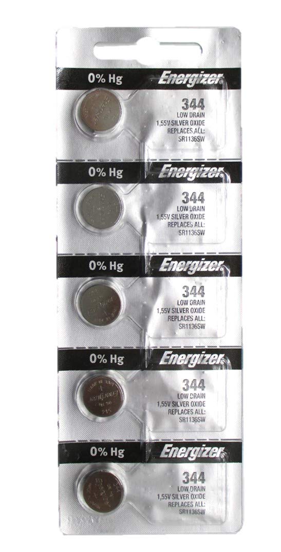 Energizer Batteries 344 / 350 (SR1136W, SR1136SW) Silver Oxide Watch Battery. On Tear Strip