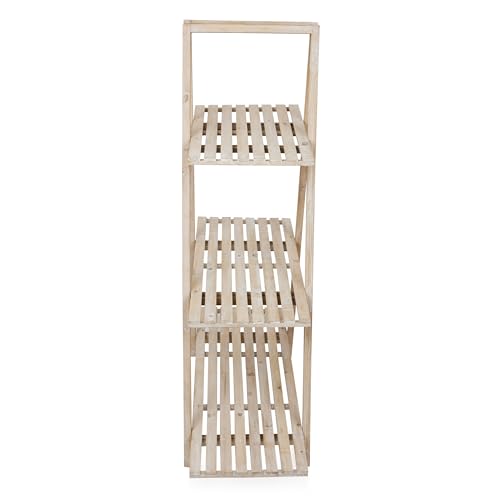 Alpine Corporation MBB168 Wood 3-Tier Triangular Storage Rack for Books, Plants, Decor, Rustic Display Rack with 3 Shelves