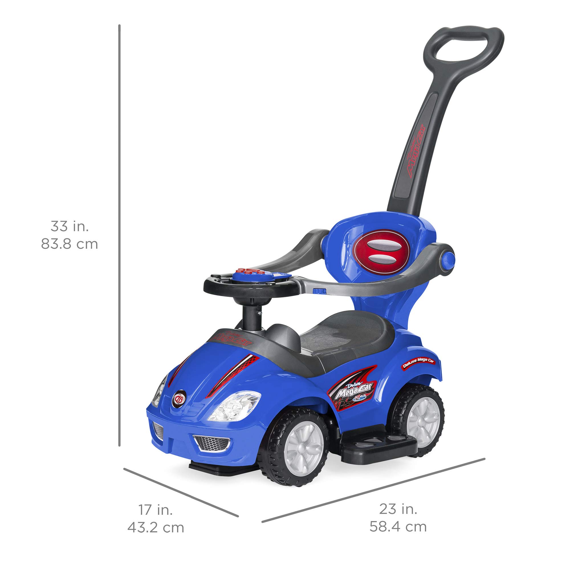 Best Choice Products Kids 3-in-1 Push and Pedal Car Toddler Ride On w/Handle, Horn, Music - Red