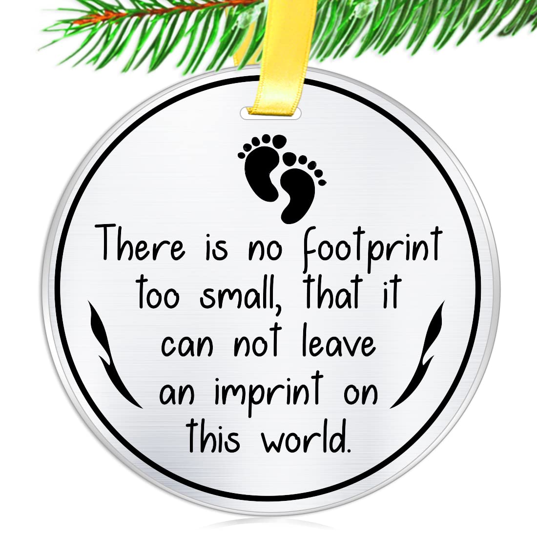 Infant Memorial Ornament Christmas Keepsake- No Footprint is Too Small- Baby Loss Remembrance Sympathy Gift