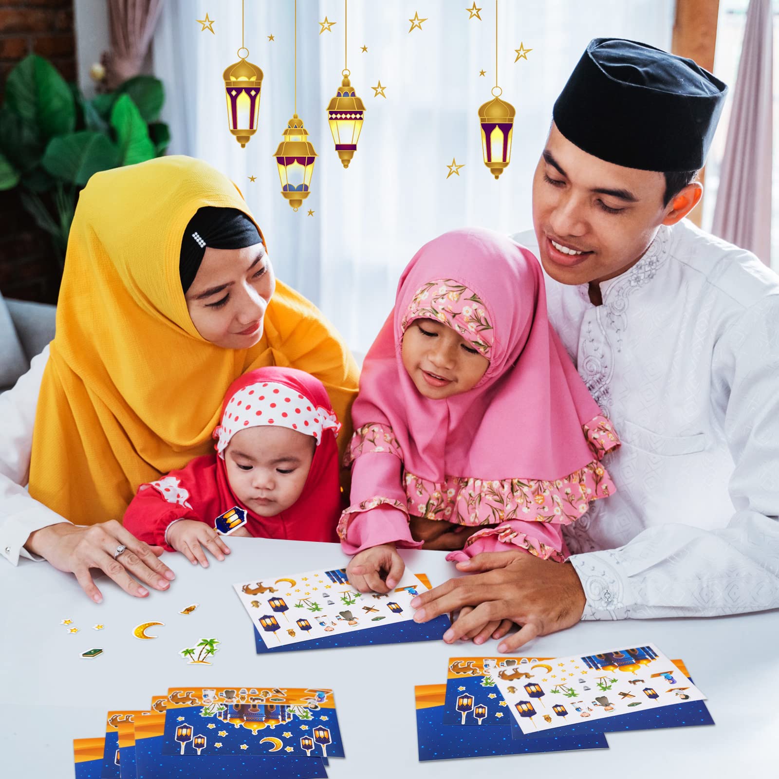 60 Sheets Eid Mubarak Stickers Eid Stickers Make a Mosque Scene Stickers DIY Ramadan Scene Sticker Eid Ramadan Sticker Eid Mubarak Craft Kits Game for Kids Classroom Activity Ramadan Art Supplies