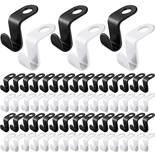 Clothes Hanger Connector Hooks, Hanger Extender Clips, 68 Pcs Cascading Clothes Hangers Space Saving, Black White Plastic Hanger Organizer