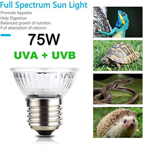 OMAYKEY 3-Pack 75W UVA + UVB Full Spectrum Sun Lamp Sunbathe Heat Lamp/Bulb/Light for Lizard Reptiles and Amphibians