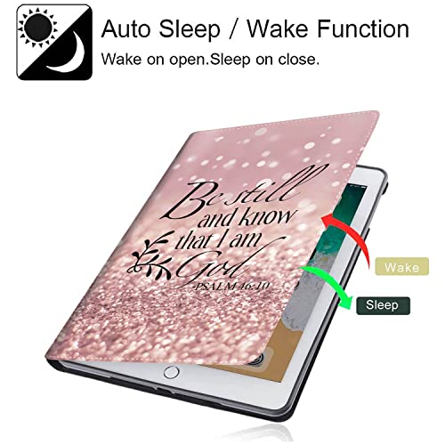 Case for New iPad Mini 6 2021 (6th Generation), Multi-Angle View Adjustable Stand Auto Wake/Slee for iPad Mini 6th Gen 8.3 Inch , Quote Bible Psalm 46:10 Pink