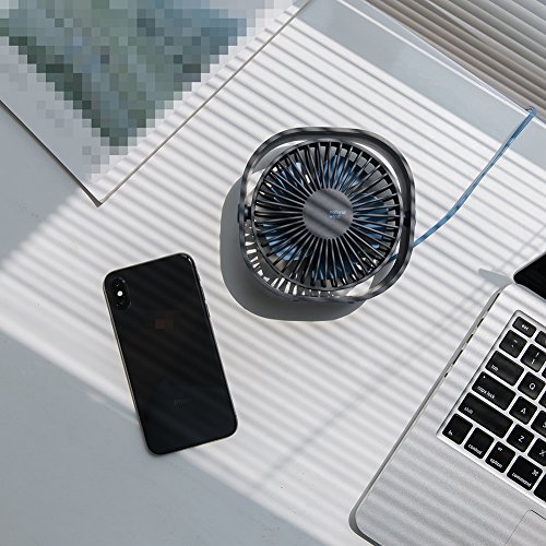 CALKED Birsppy AmuseNd USB Desk Fan Personal USB Power Desktop Fan Ultra-Quiet 3 Speeds 4inch Portable Mini Desk Fan for Bedroom Office Desktop (Blue)