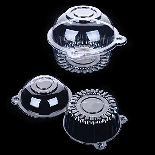 Set of 100 Clear Plastic Single Individual Cupcake Boxes,Muffin Dome Holders Cases Boxes Cups Pods,Clamshell Container Cupcake Holders,Great for Parties or Cake/Muffin Salesā¦