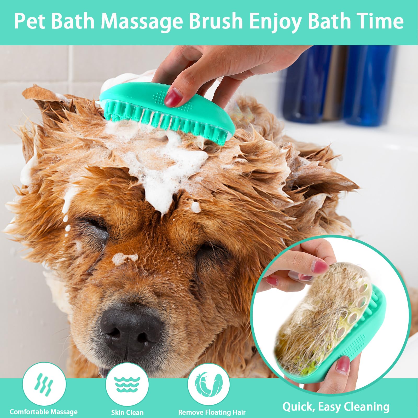 WOPQAEM Dog Brush Kit for Grooming Short & Long Haired Dogs & Cats, 5 in 1 Pet Grooming Set for Small Animals, 5 PCS Puppy Self-Cleaning Slicker Brush and Pet Comb for Shedding Medium & Large Dogs