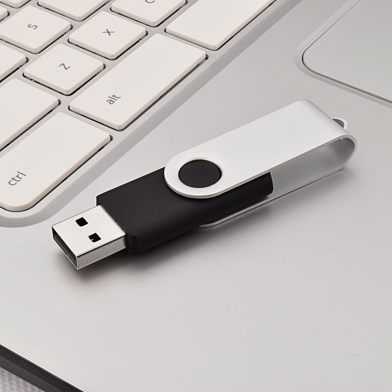 JUANWE 10 Pack 4GB Bulk USB Flash Drive Thumb Drive Jump Drive Fold Storage Swivel Memory Stick with Key Ring Design Portable Pen Drive, Black