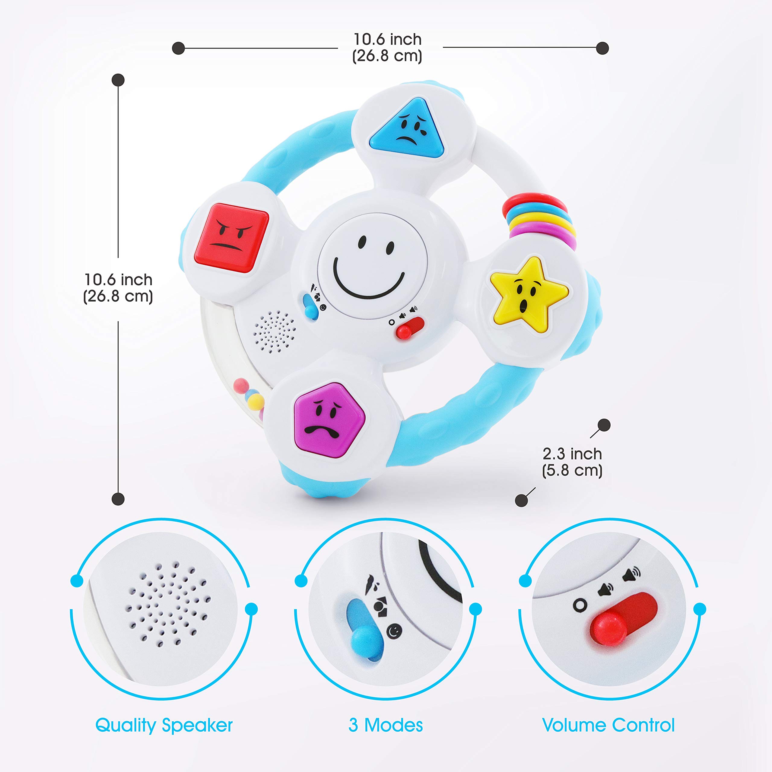 BEST LEARNING My Spin & Learn Steering Wheel - Interactive Educational Toys for 6 to 36 Months Old Babies & Toddlers - Learn Colors, Shapes, Feelings & Music - Birthday Gifts for Children