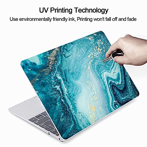 MAITTAO MacBook Air 13 Inch Case 2020 2019 2018 Release Model A1932 A2179 A2337 M1, Durable Hard Case Cover with Laptop Sleeve & Keyboard Cover for Mac Air 13.3 with Retina Touch ID, Marble Blue