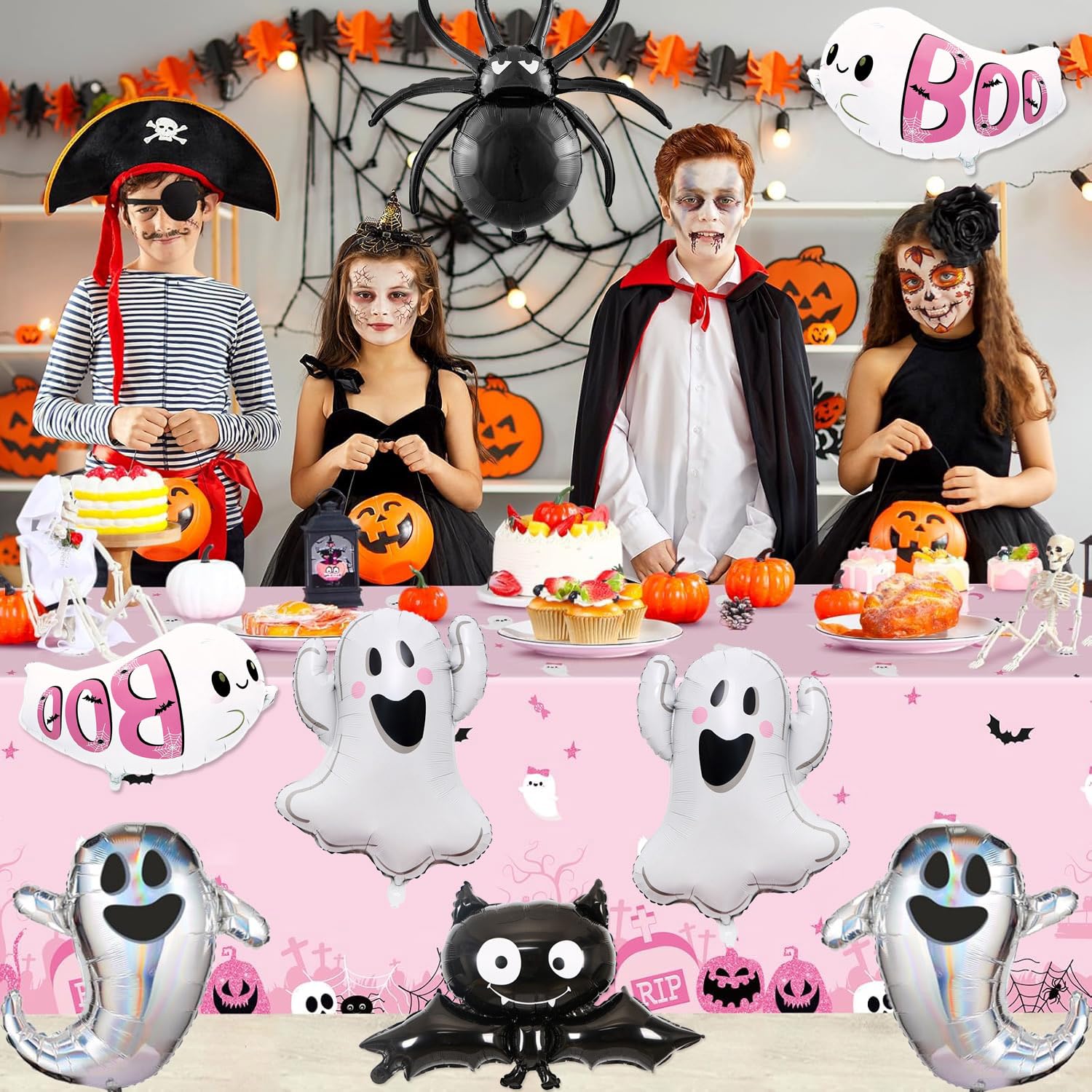 8 Pcs Halloween Ghost Bat Spider Balloons Set for Halloween Home Decorations Halloween Themed Party Decorations