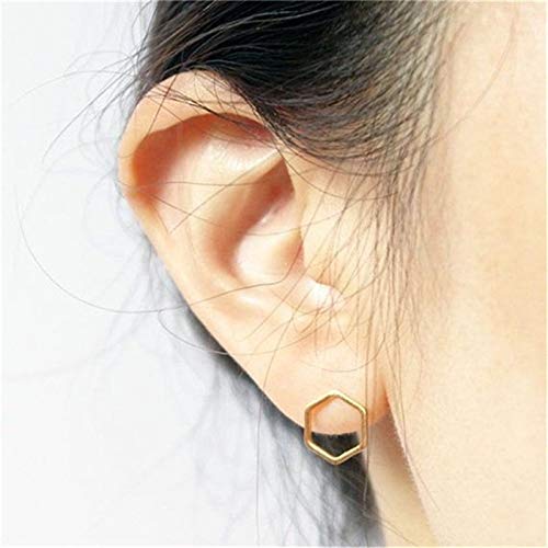 4PCs Gold Triangle Stud Earrings 14K Gold Stud Earrings for Women Minimalist Circle Rectangular Geometric Earrings for Christmas Stocking Stuffers Gifts(gold)