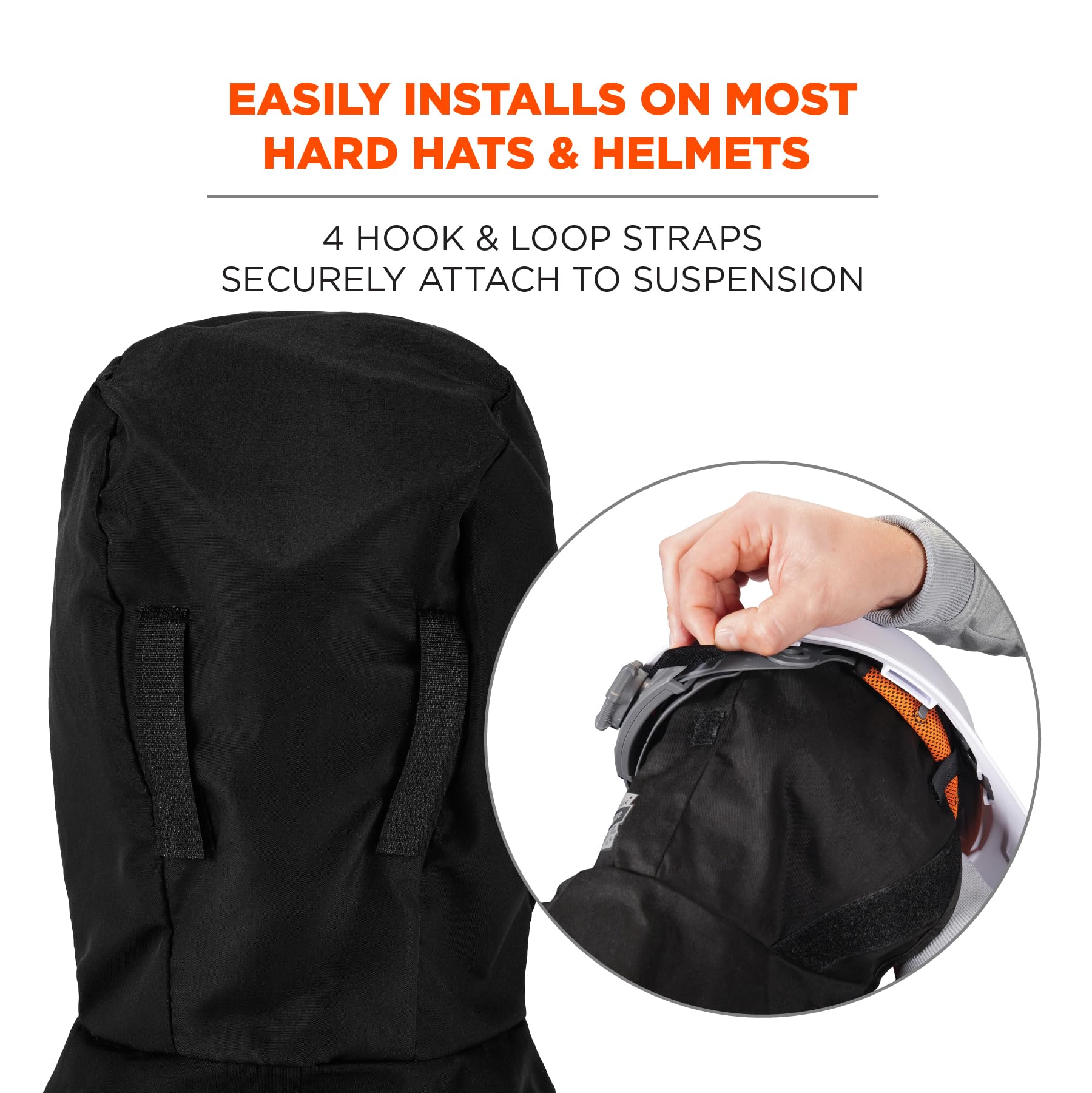Ergodyne mens Shoulder Length Hard Hat Liner, Black, One Size US, 1 Count (Pack of 1)