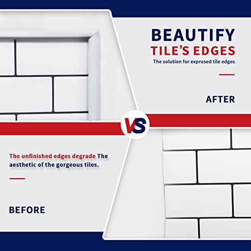 Art3dwallpanels 10 Ft Flexible Peel and Stick Trim Molding for Backsplash Tile Edge, Self-Adhesive Wall Trim for Corner Decor（White）