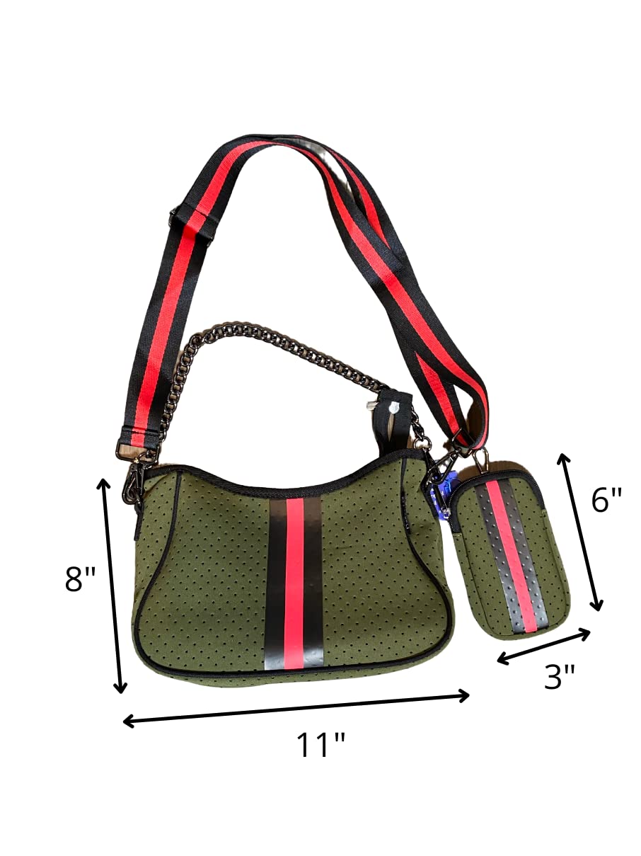 Dallas Hill Designs Crossbody Neoprene Purse for Women | Ladies Drawstring Handbag | 2 Detachable Straps | Matching Pouch