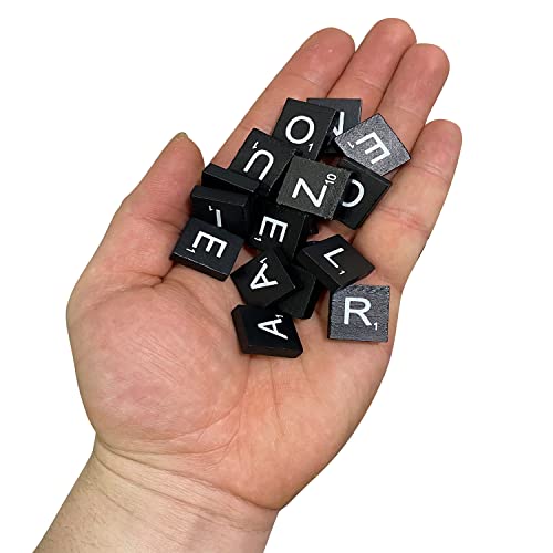 600PCS Black Wooden Scrabble Tiles, Scrabble Letters for Crafts, Making Alphabet Coasters and Scrabble Crossword Game.