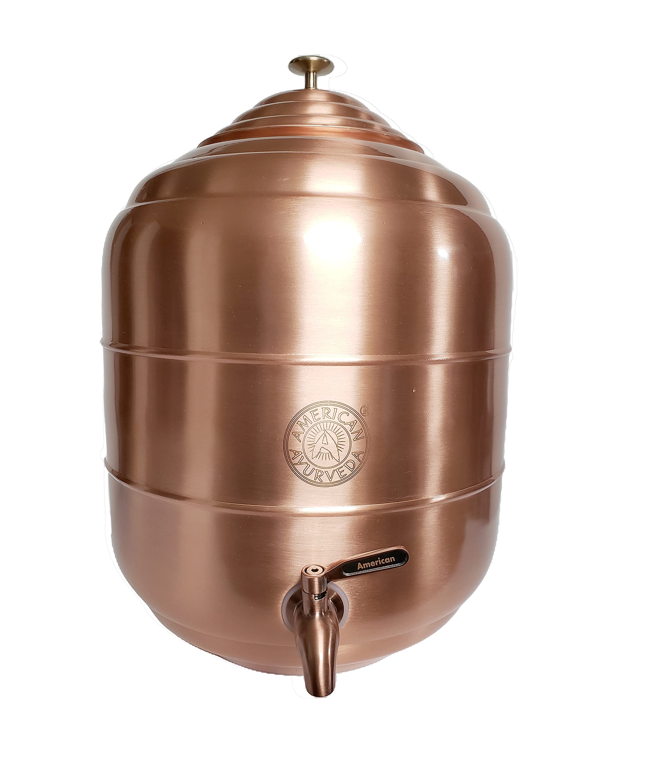 American Ayurveda Countertop 100% Pure Copper 5 Gallon Dispenser Storage Tank Pot With Stainless Steel Faucet and Lid Kitchen Home Health Yoga Meditation