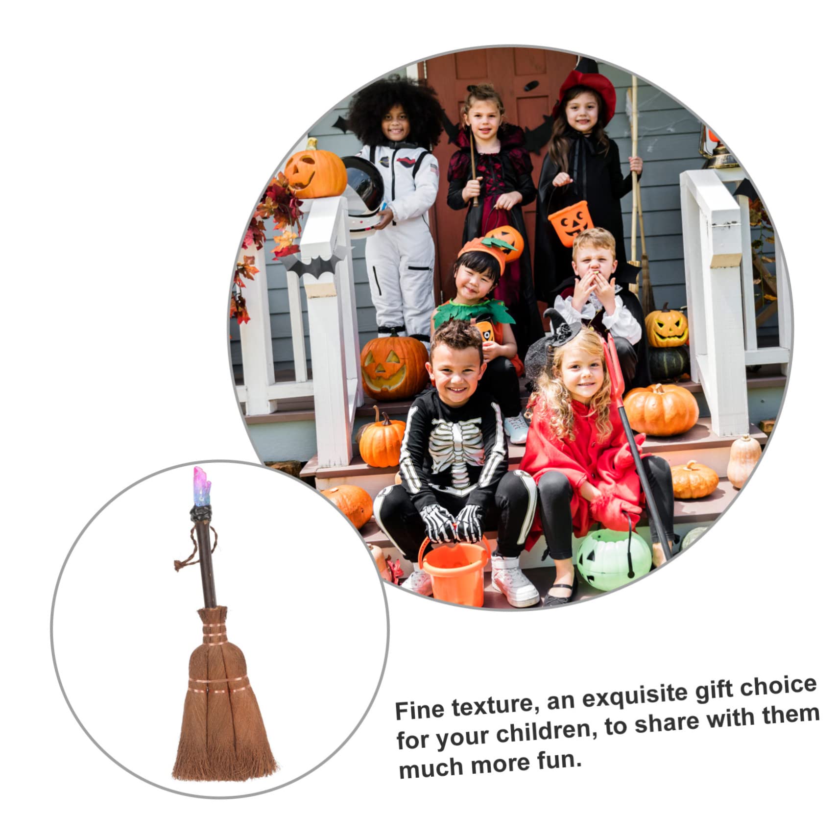 Alipis 4pcs Children's Mini Broom Witches Altar Crystal Broom Halloween Brooms Decor Mini Wizard Broom Altar Ornament Halloween Decorations Indoor Short Broom Wooden The Witch Miniature