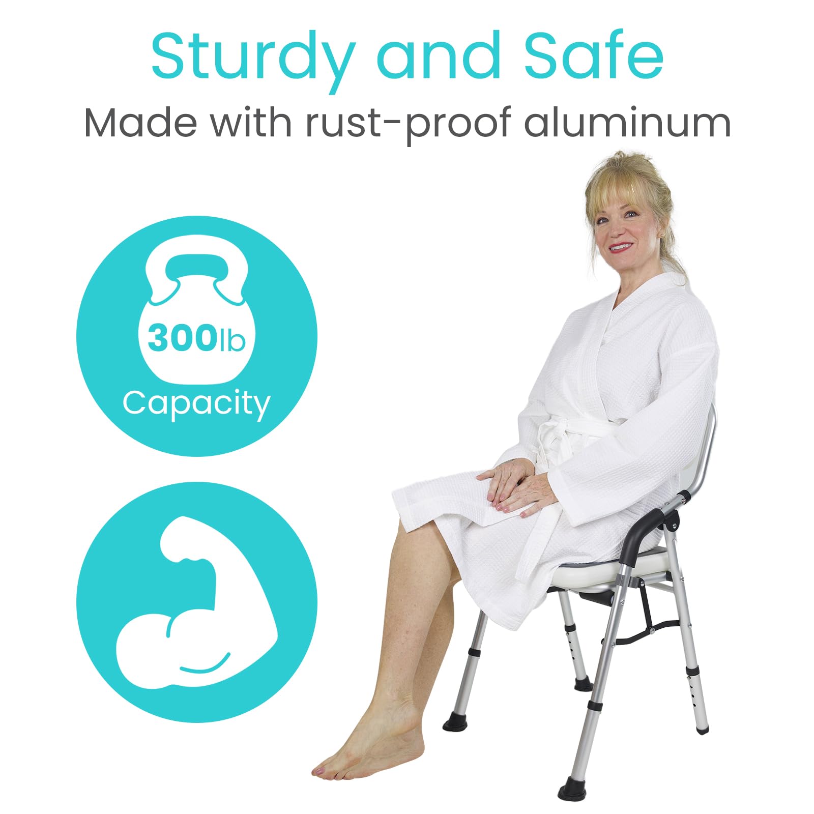 Vive Shower Chair For Elderly And Disabled - Folding Seat With Arms And Back - Foldable Bathroom Chairs For Sitting, Inside Shower - Portable For Travel - Fold Down, Collapsible, Compact & Comfortable