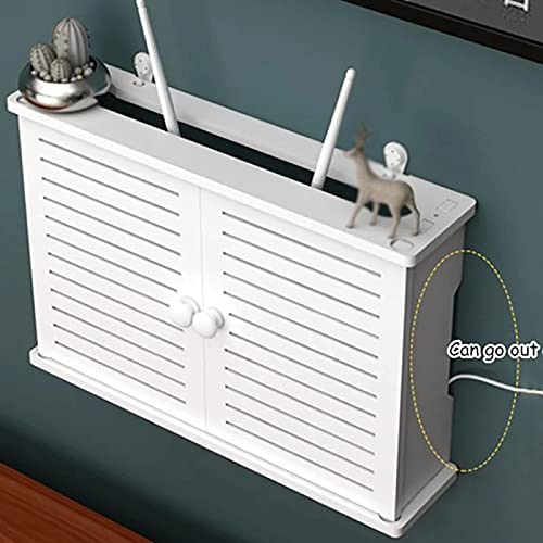 Jaquiain Wireless WiFi Router Storage Boxes Wooden Box Cable Wire Bracket Wall Plug Board Storage Shelf S