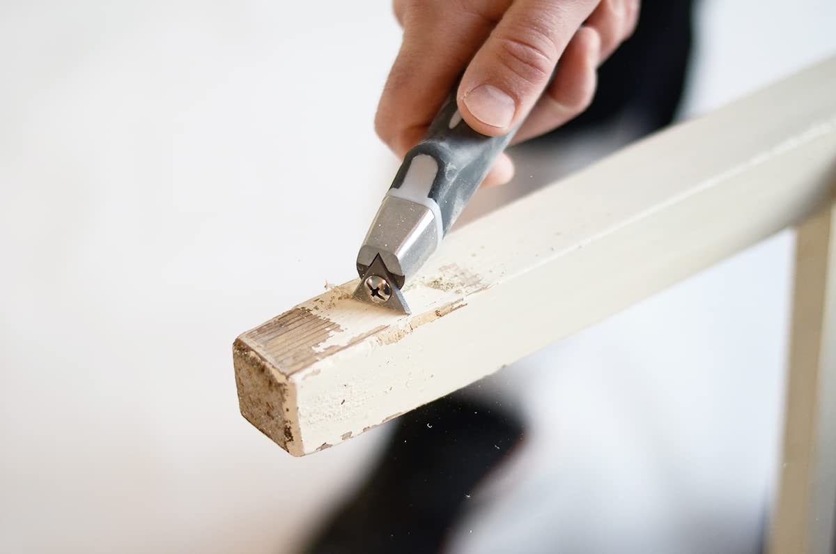 Anza ® | Scraper with razor sharp blades and convenient holster | Comfortable, ergonomic & versatile tool to scrape paint and clean intracate surfaces | 4 different shapes of blades included