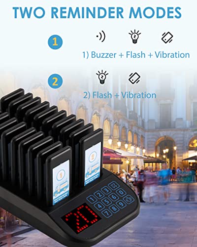 Crispaire Restaurant Pager System Pagers for Restaurants Waiting Buzzers Wireless Calling System Social Distancing Buzzer Long Working Distance Mute Function Food Truck Church Hospital (20 pagers)