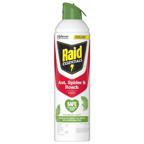Raid Essentials Ant, Roach & Spider Killer Aerosol Spray, Child & Pest Safe, Kills Insects Quickly, for Indoor Use 10oz