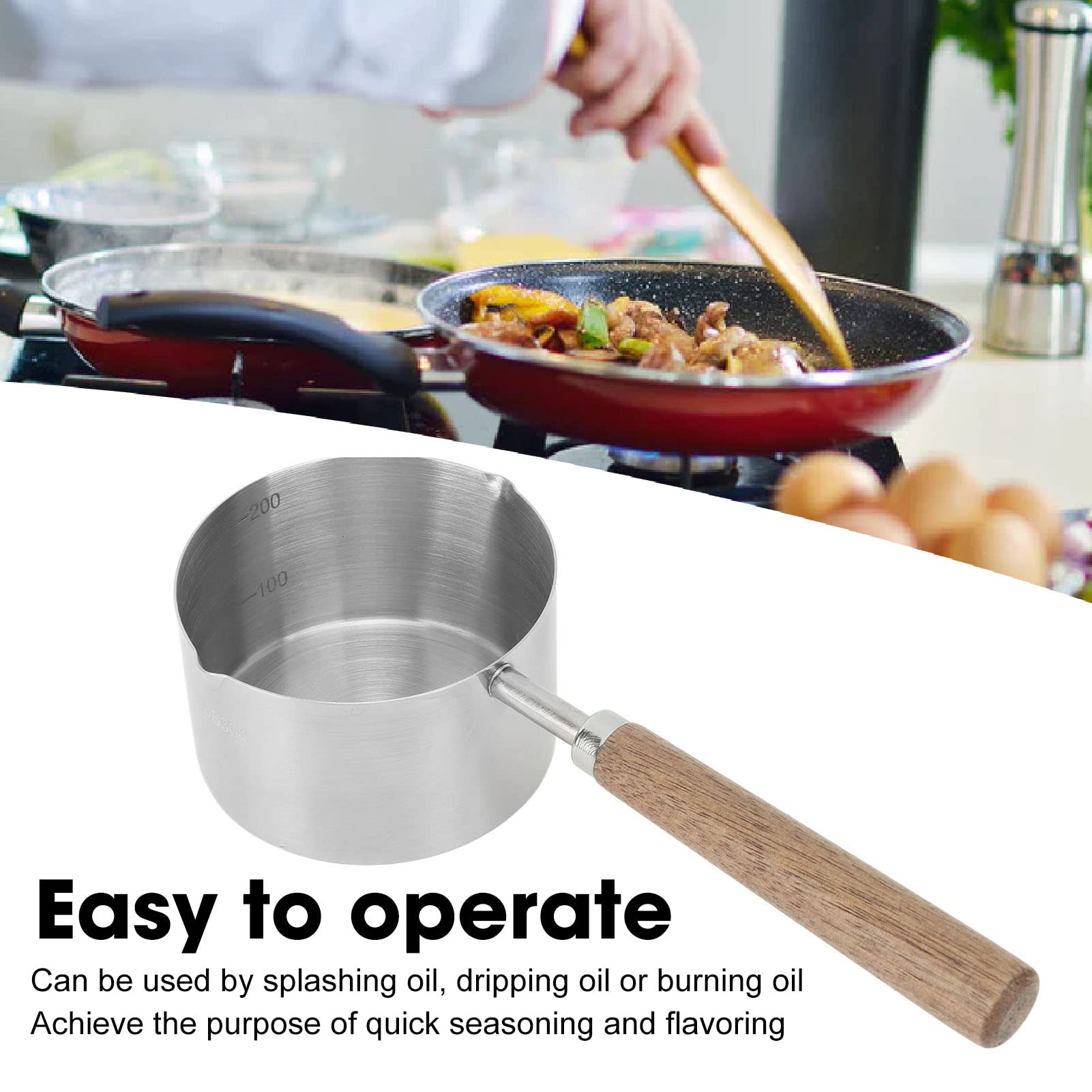 Mini Saucepan 304 Stainless Steel Comfortable Grip Prevent Scalding Portable Milk Butter Warmer Pot 200ml Kitchen Tools