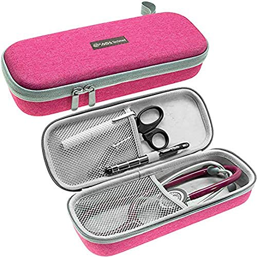 ASA TECHMED Semi Hard Stethoscope Carry Case, fits 3M Littmann Stethoscope and Other Accessories (Pearl Pink)
