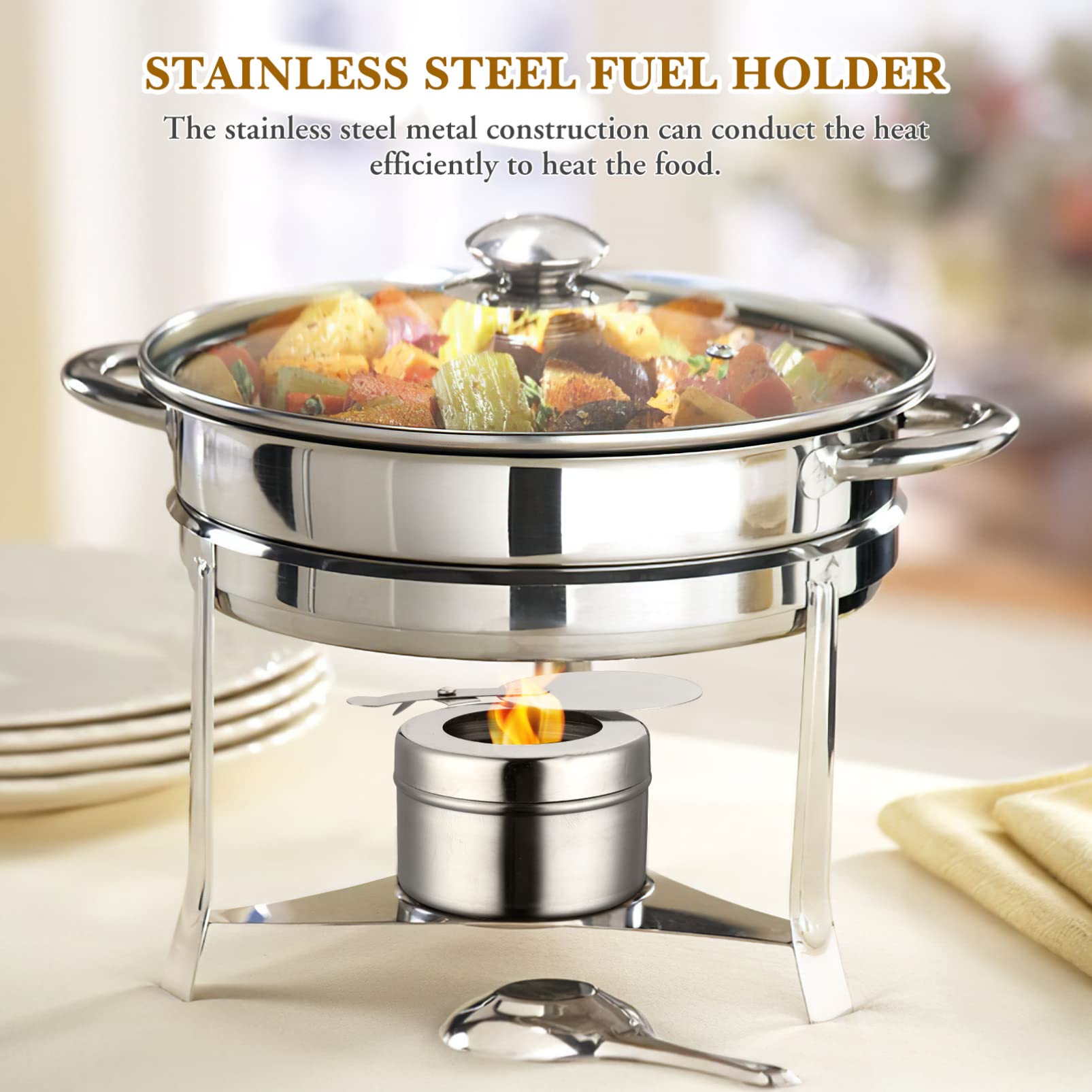 Abaodam 2Pcs Chafing Dish Fuel Holders Stainless Steel Fuel Cans Fuel Tank Boxes Fuel Holders with Covers for Home Outdoor Camping