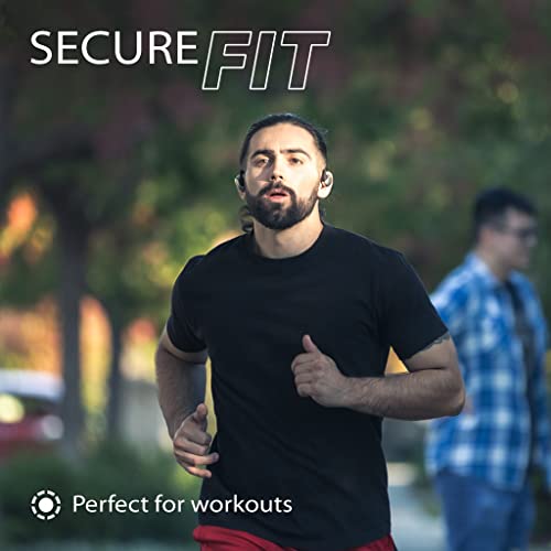 Avantree Pebble - Wireless Open Ear Earbuds with Adjustable Soft Earhook, Bluetooth 5.2 Headphones with Physical Volume Buttons, 10H Playtime and up to 35H w/Charging case, Premium Sound Quality
