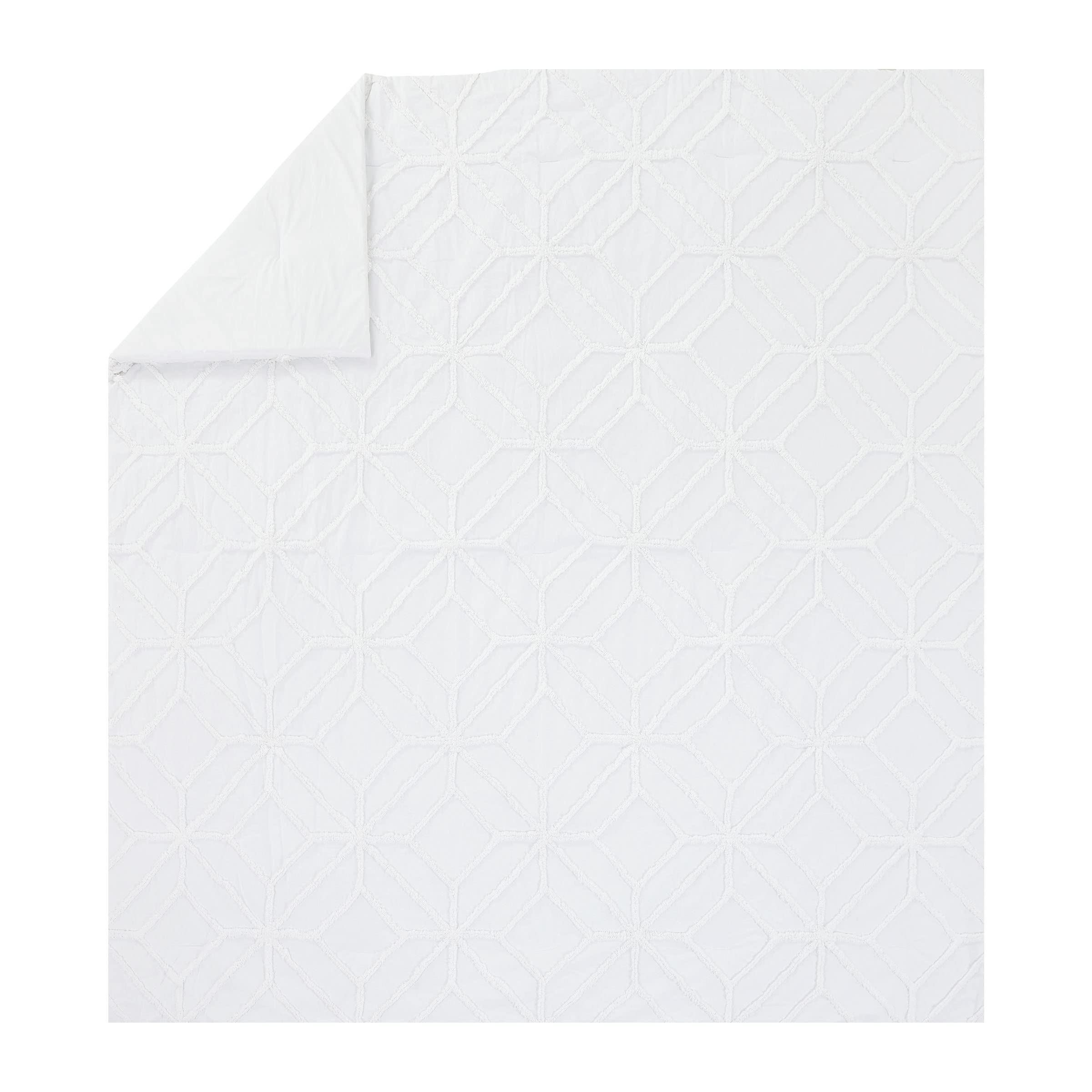 Trina Turk 100% Cotton Tufted Chenille 3-Piece Duvet Set - Full/Queen, White