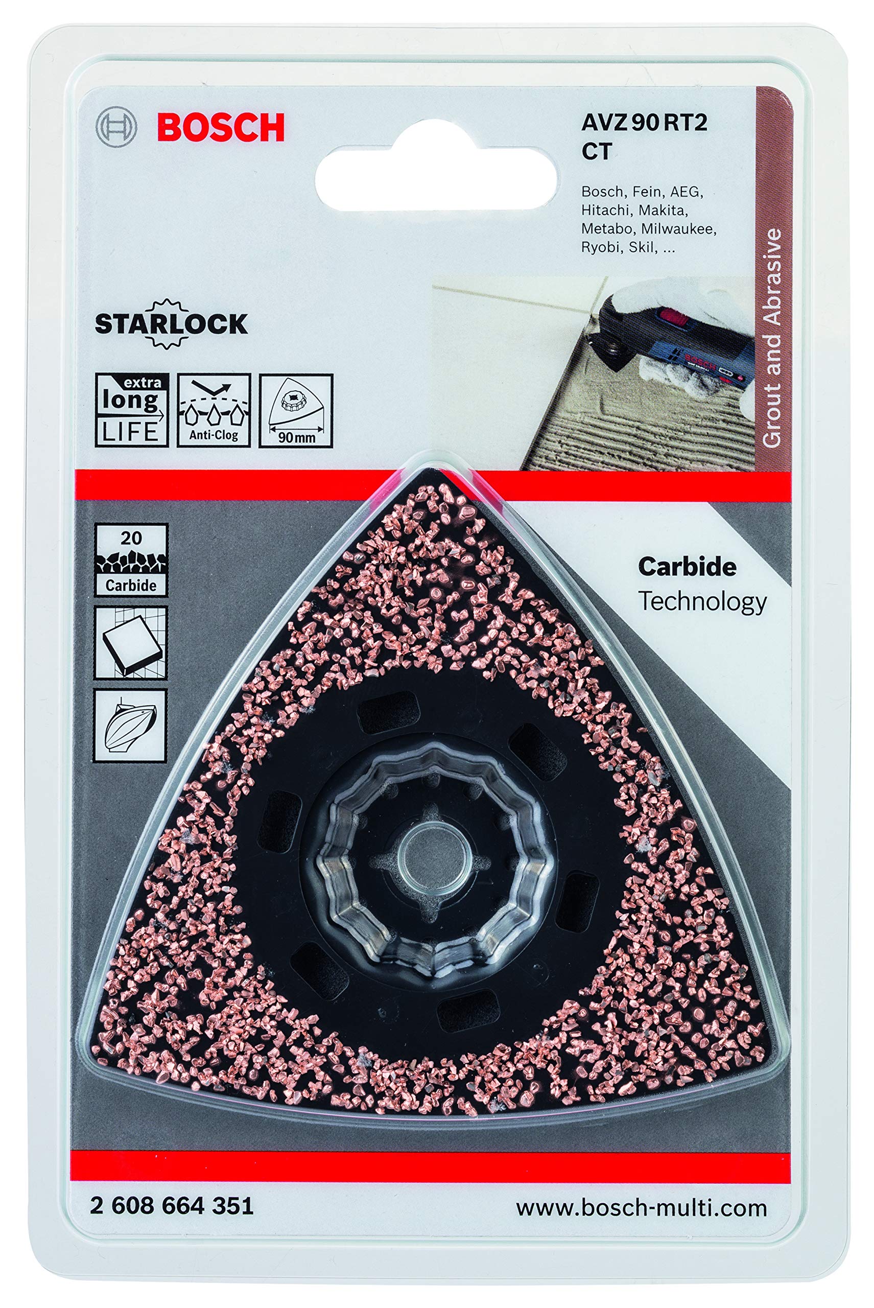 Bosch Professional 2608664351 Sanding Plate AVZ 90 RT2 Carbide RIFF (Starlock, 20 Grit, 90 mm, Accessories Multifunctional Tool)
