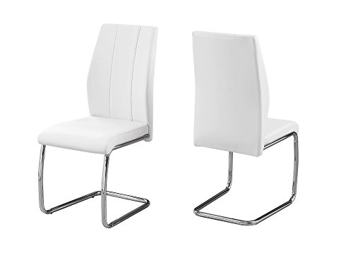 Monarch Specialties 2 Piece DINING CHAIR-2PCS/ 39" H/WHITE LEATHER-LOOK/CHROME, 17.25" L x 20.25" D x 38.75" H