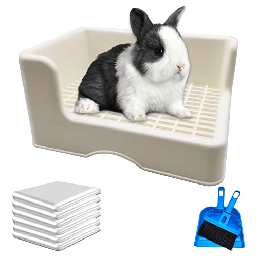 BNOSDM Bunny Litter Box with Tray Dwarf Rabbit Cage Potty Trainer Corner Small Animal Toilet Plastic Detachable Pet Guinea Pig Litter Pan Bedding Box for Chinchillas Galesaurs Ferret