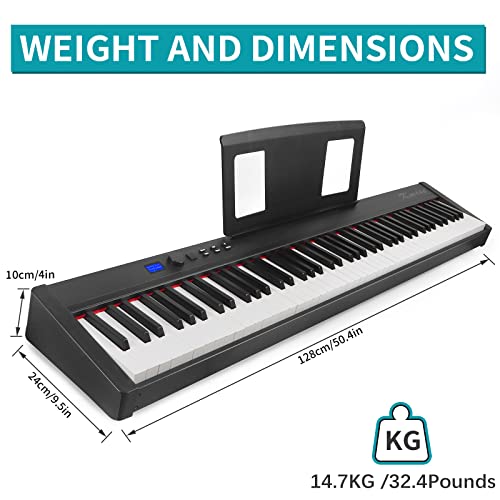 88 Key Weighted Keyboard Piano,Kmise Full Size Heavy Hammer Action Key Digital Piano with Music Stand Pedal MIDI Connecting for Professional Beginner