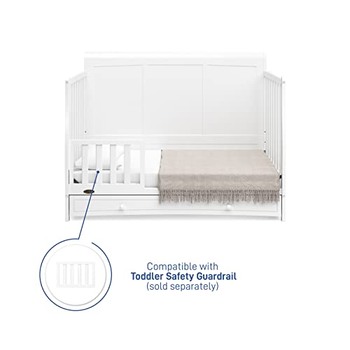 Graco Asheville 4-in-1 Convertible Crib with Drawer (White) β GREENGUARD Gold Certified, Crib with Drawer Combo, Full-Size Nursery Storage Drawer, Converts to Toddler Bed, Daybed and Full-Size Bed