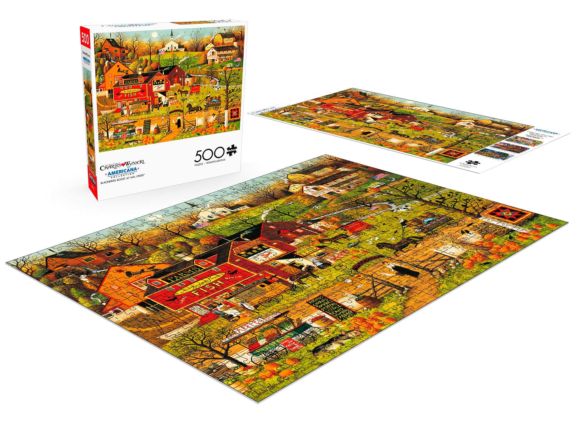 Buffalo Games - Charles Wysocki - Blackbirds Roost at Mill Creek - 500 Piece Jigsaw Puzzle for Adults -Challenging Puzzle Perfect for Game Nights - Finished Size is 21.25 x 15.00