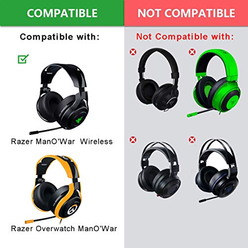 ManO'War 7.1 Earpads β defean Replacement Ear Cushion Cover Compatible with Razer ManO'War 7.1 / Overwatch Tournament Edition Headset, Softer Protein Leather, High-Density Noise Cancelling Foam
