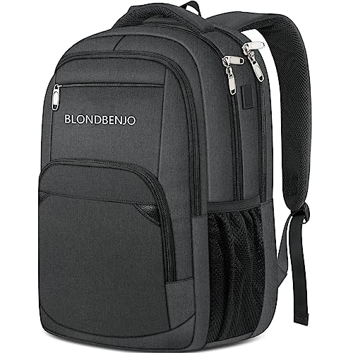BlondBenjo Travel Backpack, Extra Large 50L Laptop Backpacks for Men Women, Water Resistant Backpack Airline Approved Business Work Bag with USB Charging Port Fits 17.7 Inch Computer, Black