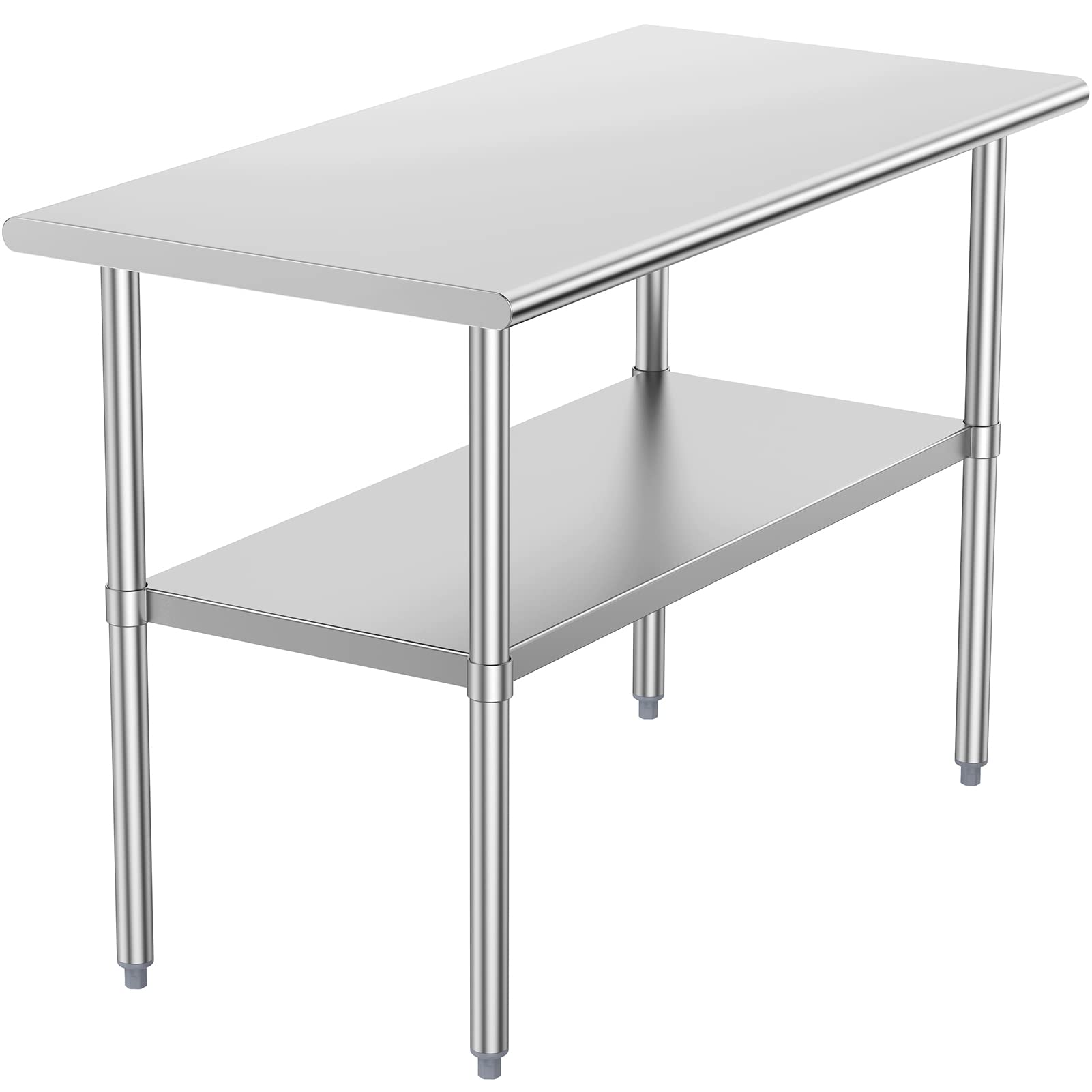 Atronor Stainless Steel Table for Prep & Work, NSF Metal Commercial Heavy Duty Table with Adjustable Under Shelf and Foot for Restaurant, Home and Hotel (24x48in)