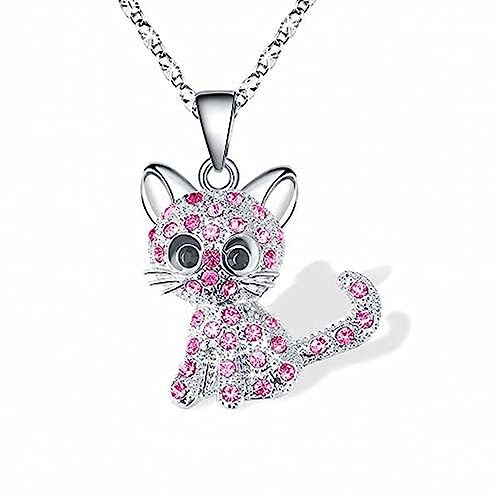 Crystal Cat Necklace Kitten Kitty Pink White Bling Colurful Rainbow Moon Sun Lover Pendant Chain 3D Glass Gem Tails Egyptian Ra God Gold Cute Chibi Kawaii Flower Garden Frog Toad Swamp Lillypad Lilly Pad Cute Kawaii Blue Sunflower Animal Silver Honey Bee