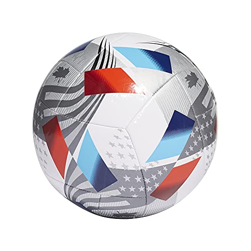 adidas Soccer Unisex-Adult MLS Training Ball, White/Iron Metallic/Silver Metallic/Pantone, 5, 1pcs,