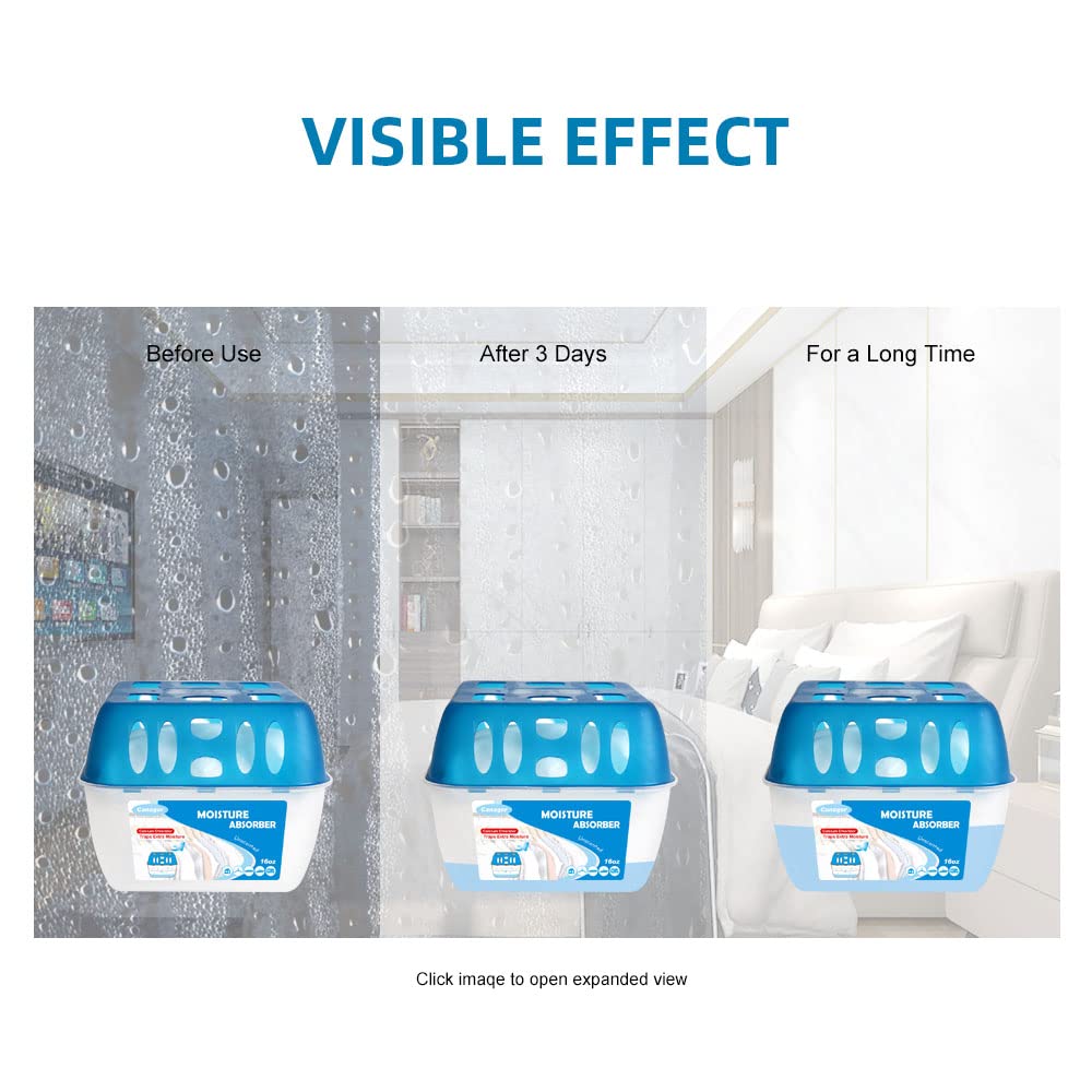 CANAGER Fragrance Free Moisture Absorber Box - 3 Packs, 16 oz Reusable Dehumidifier for Closets, Bedrooms, Bathrooms with Large Capacity.
