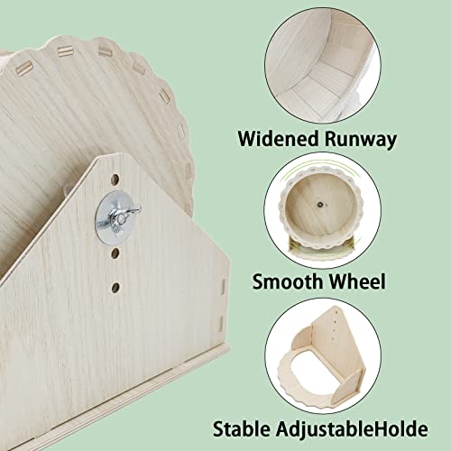 BNOSDM Wooden Hamster Exercise Wheel Silent Hamster Running Wheels with Stand Adjustable Quiet Small Animal Wheel Spinner Toy for Syrian Hamster Gerbil Mice Rat Hedgehogs (9 inch)